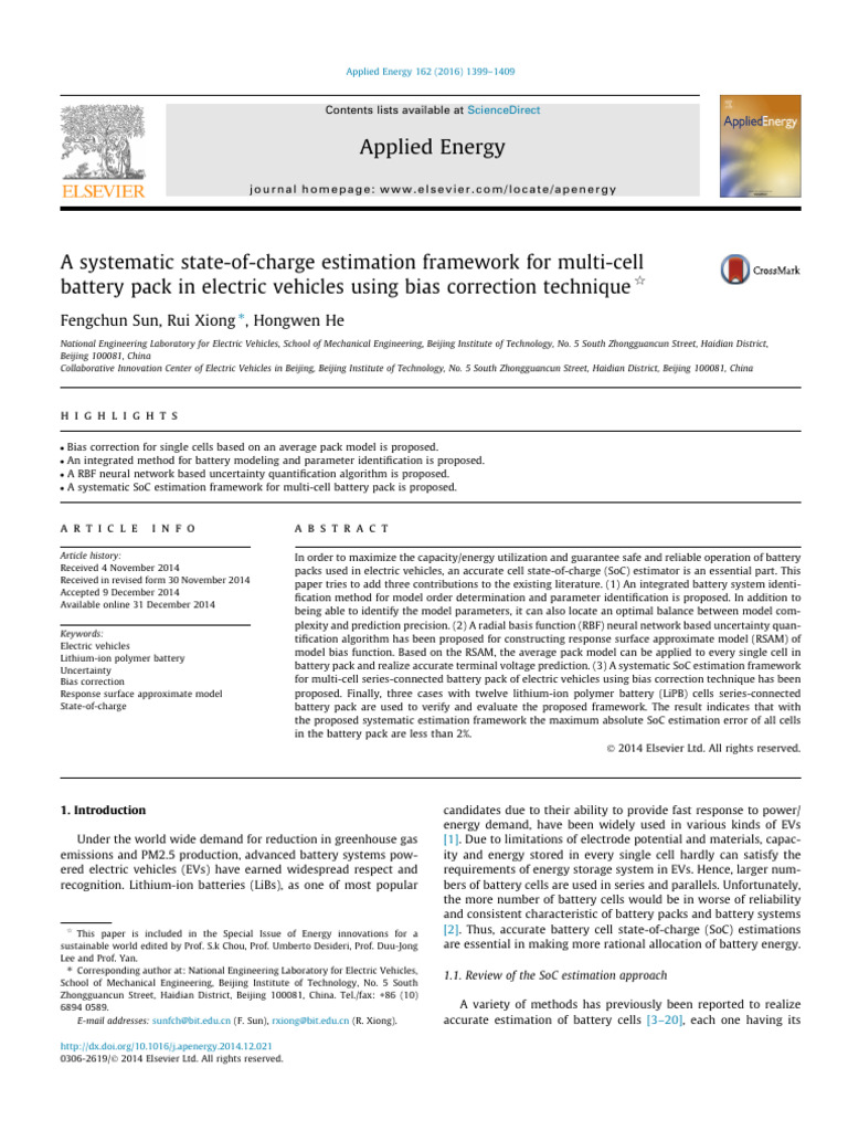 A Systematic State Of Charge Estimation Framework For Multi Cell