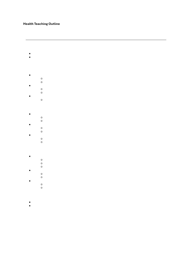 Health Teaching Outline | PDF