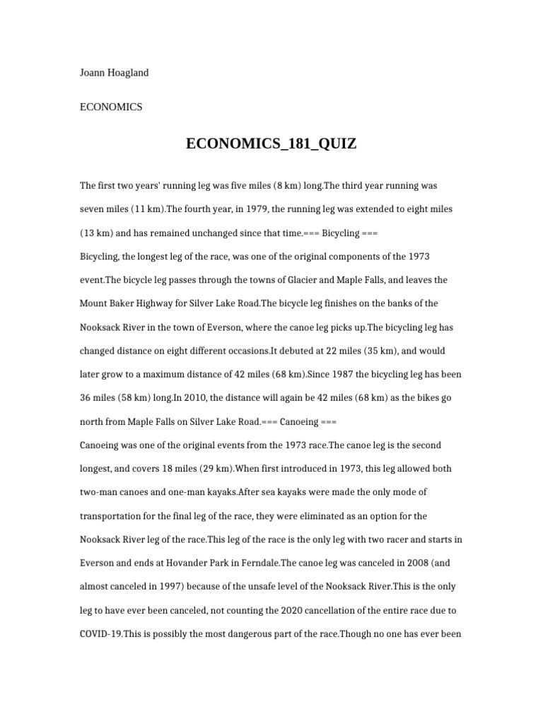 Economics 181 Quiz | PDF