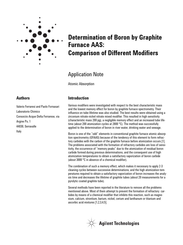 Determination of Boron by Graphite Furnace AAS: Comparison of Different ...
