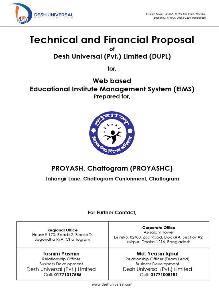 Revised Technical and Financial Proposal | PDF