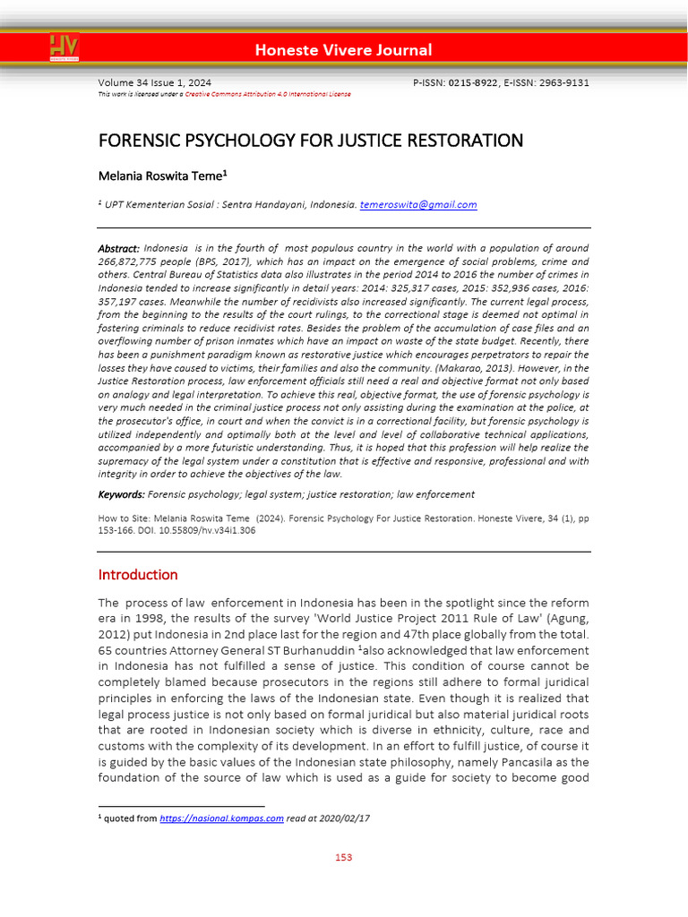 Forensic Psychology For Justice Restoration | PDF | Mediation | Social ...