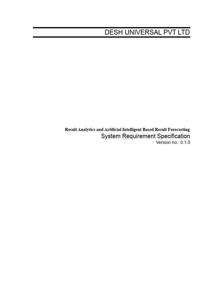 System Requirement Specification of Analytics, Forecasting and Question ...