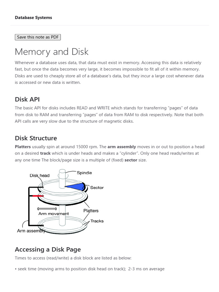 Disks and Files - Database Systems | PDF