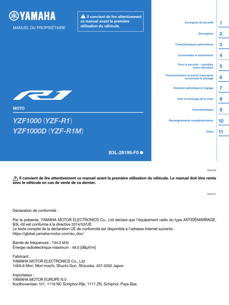R1 2020 Owners Manual French | PDF
