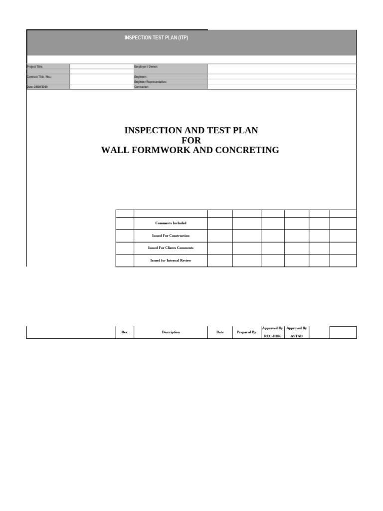 02-ITP - Fixing For Reinforcement Work | PDF