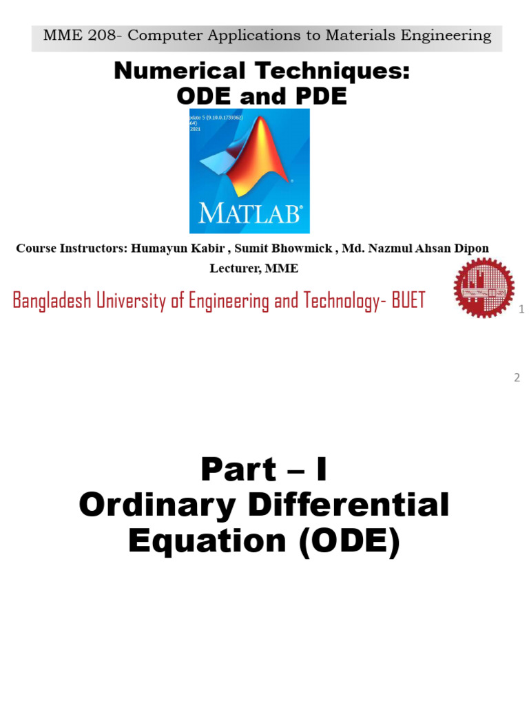 Mme 208 Lecture 7 Ode Pdf Ordinary Differential Equation Teaching