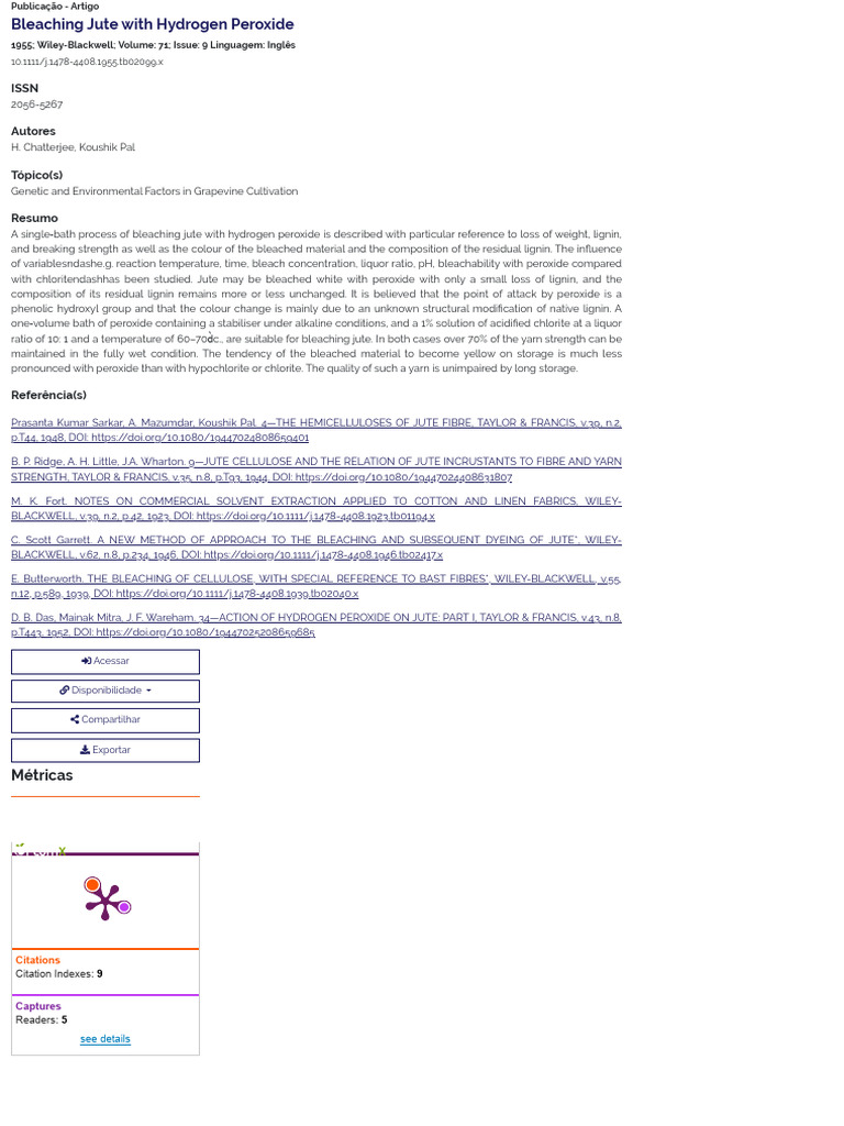 Bleaching Jute With Hydrogen Peroxide | PDF