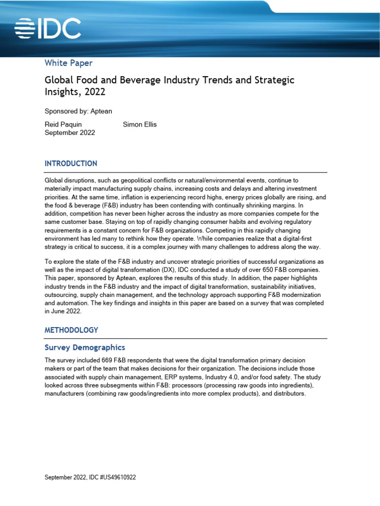 IDC - Global Food and Beverage Industry Trends and Strategic Insights ...