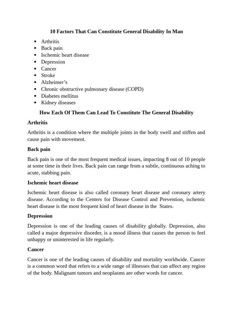 DISABILITY ASSIGNMENT Done | PDF | Chronic Condition | Self-Improvement