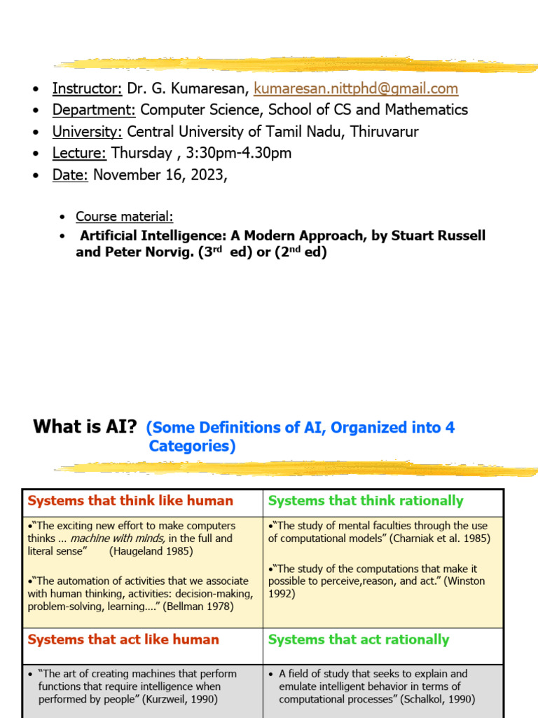 AI Introduction Unit 1 | PDF