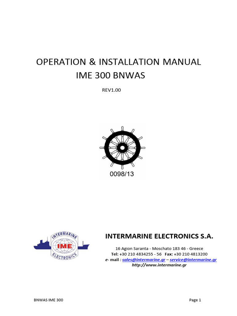 IME 300 BNWAS Operation - Installation Manual WMA 130313 | PDF