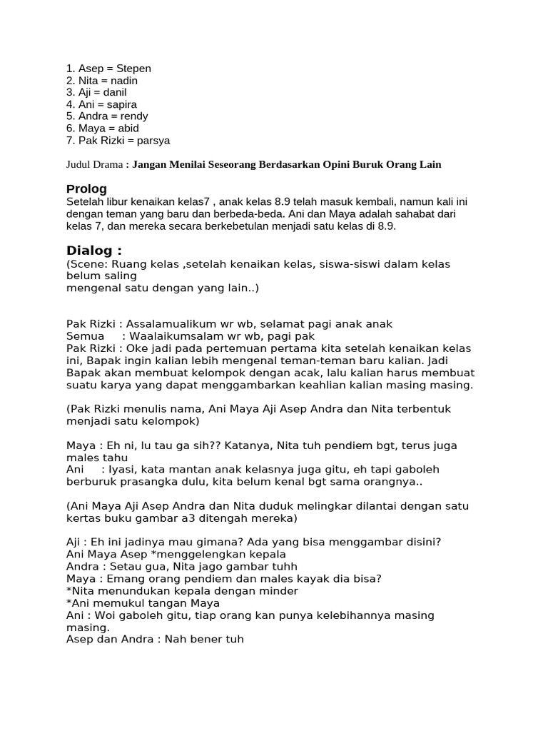 Script Drama Kel 1 | PDF