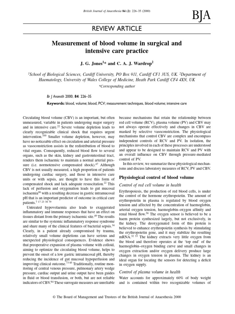 Measurement of Blood Volume | PDF