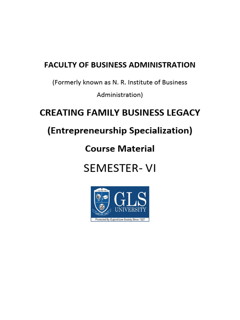 Creating Family Business Legacy | PDF | Psychotherapy | Entrepreneurship