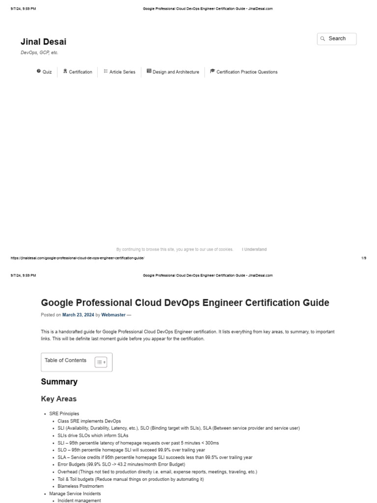 Google Professional Cloud DevOps Engineer Certification Guide | PDF