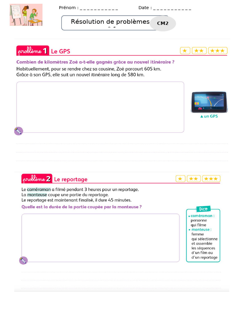 CM2 Un jour un probleme Fiches | PDF