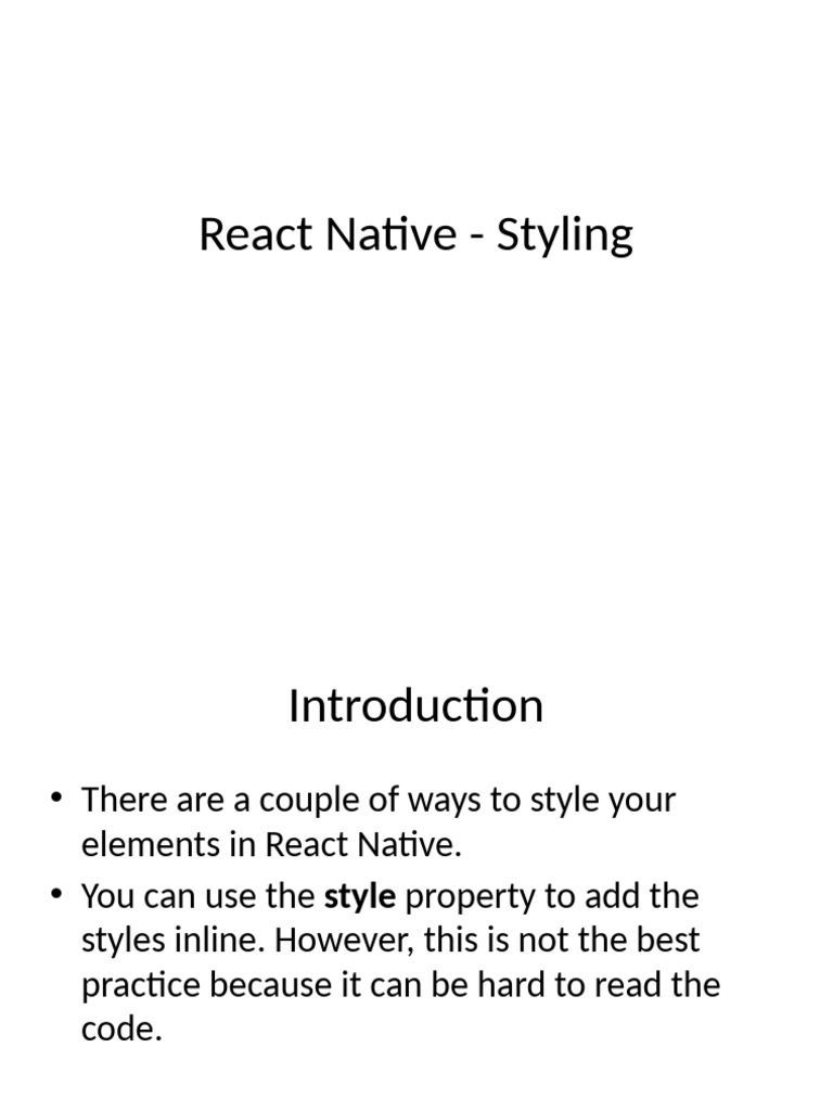 React Native Styling Pdf