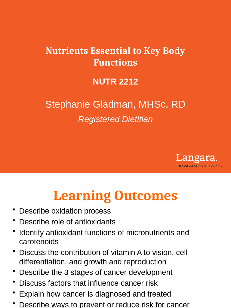 Unit 7 - Nutrients Essential To Key Body Functions | PDF | Vitamin A ...