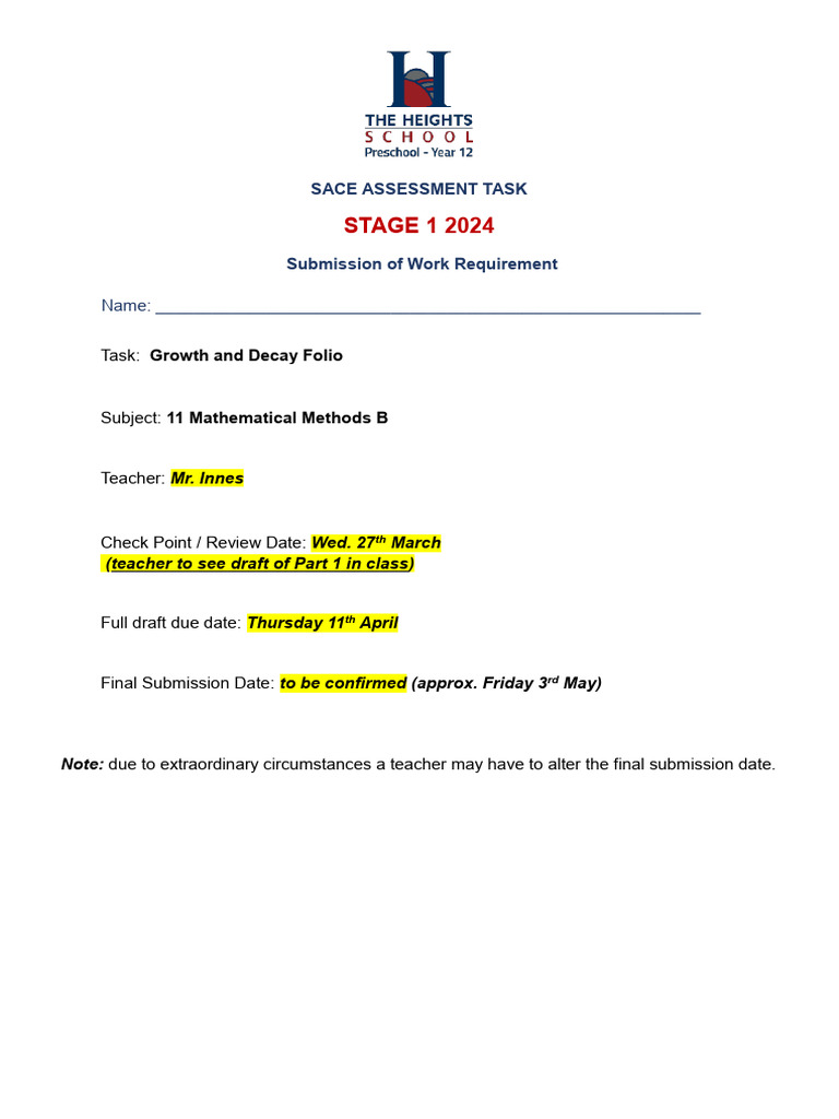 Growth and Decay Folio Task | PDF