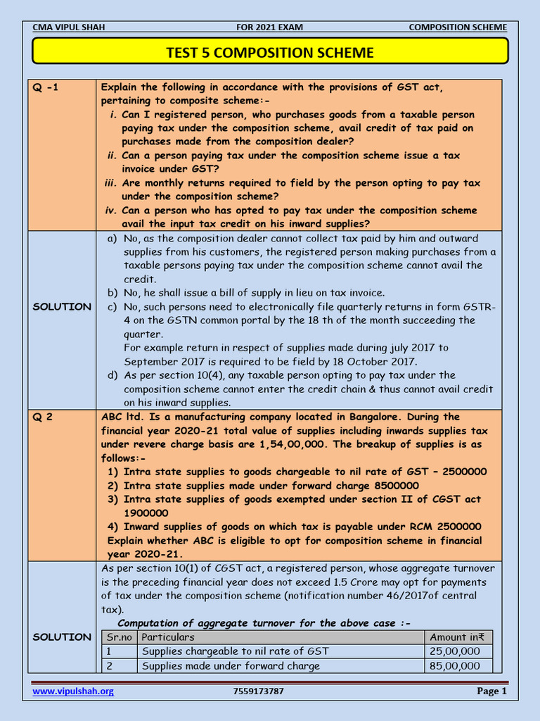 Gst Composition Scheme Explained Pdf Value Added Tax Finance