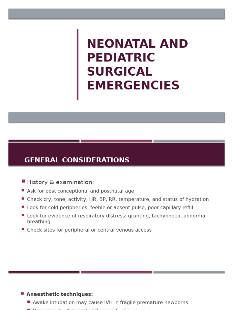 Neonatal and Pediatric Emergencies - Anaesthetic Management | PDF ...