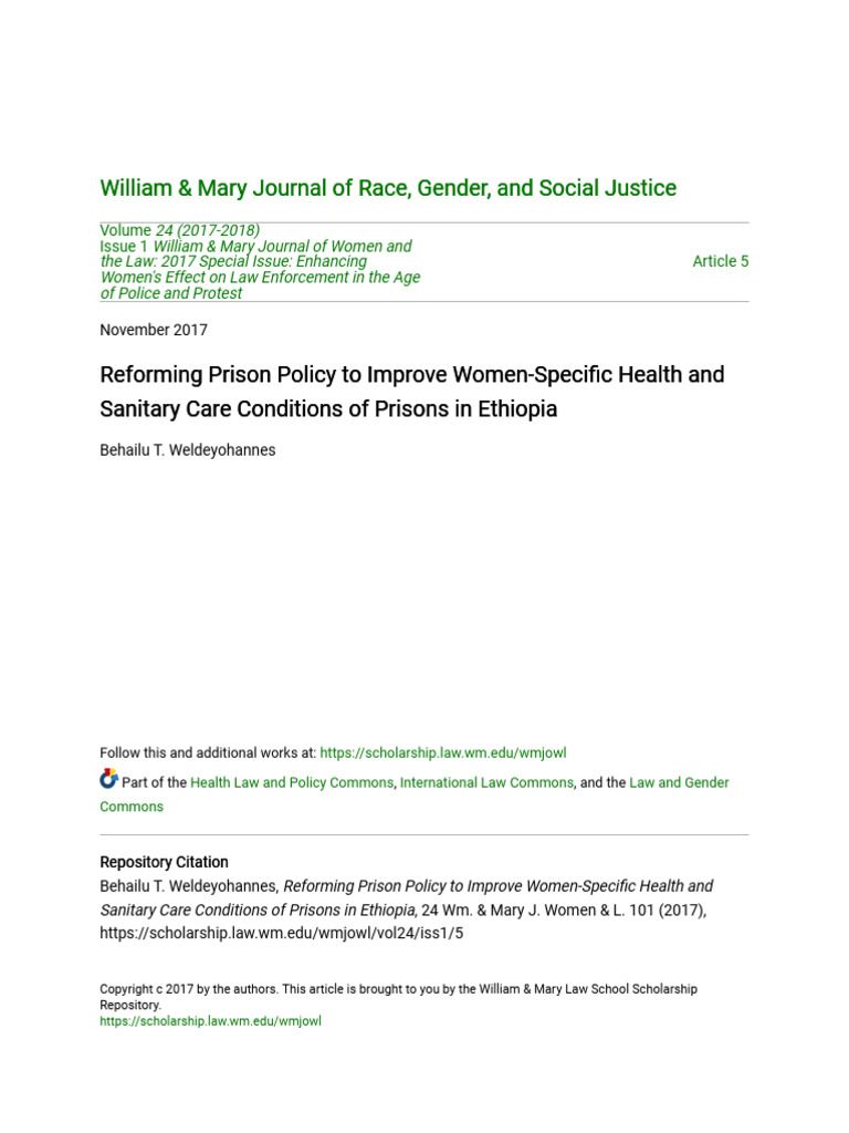 Reforming Prison Policy To Improve Women-Specific Health and Sani | PDF