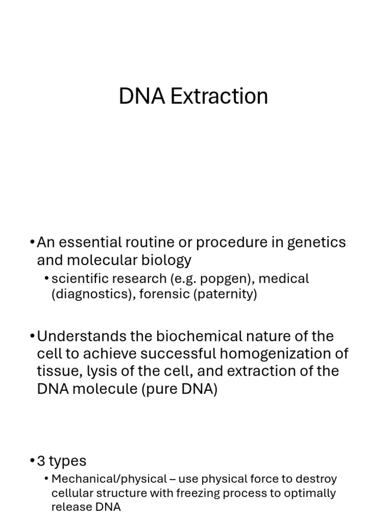 DNA Extraction - Prelab Lecture | PDF