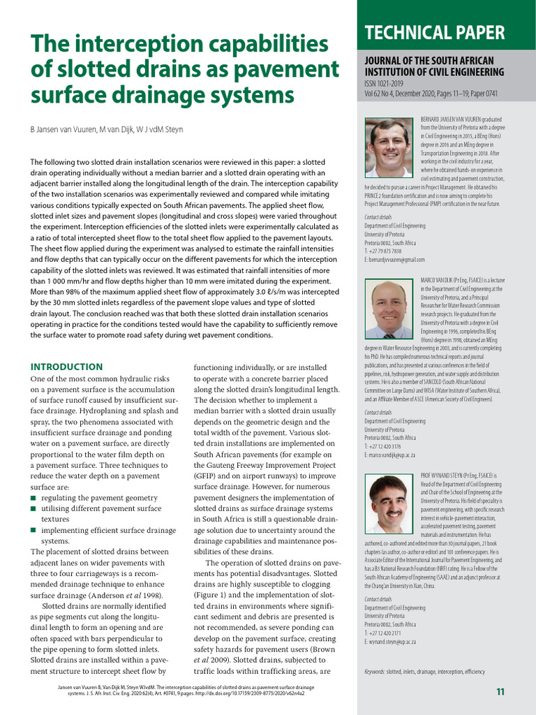 The Interception Capabilities of Slotted Drains As Pavement Surface ...
