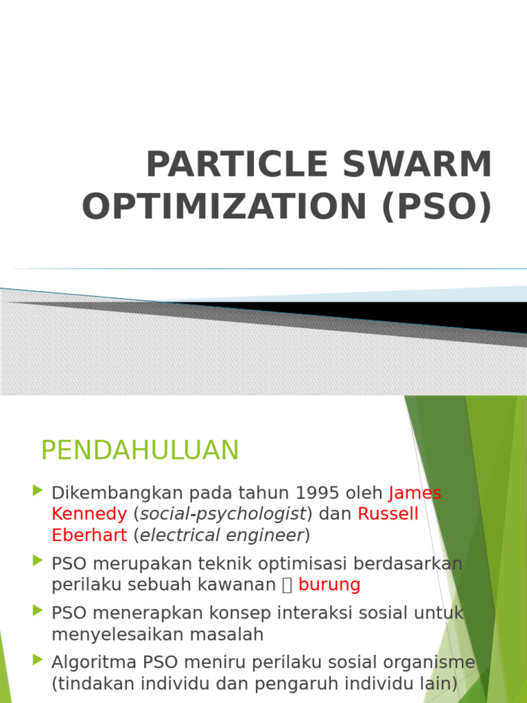 Particle Swarm Optimization (PSO) | PDF