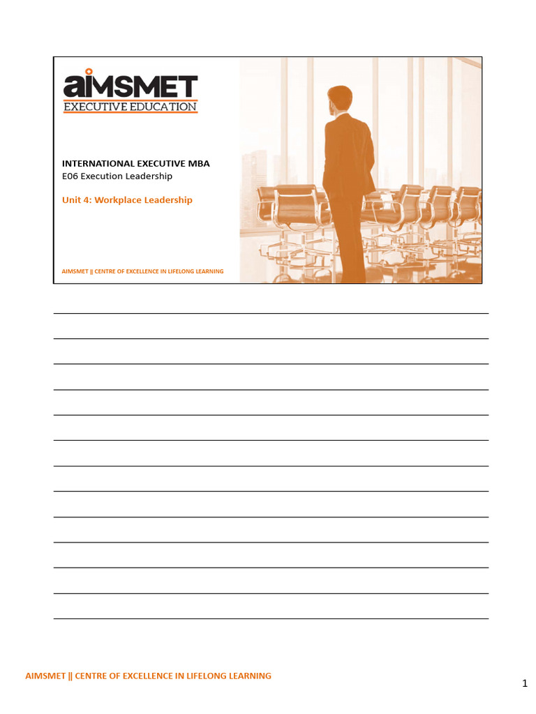 UNIT 4A SN IEMBA E06 Workplace Leadership | PDF