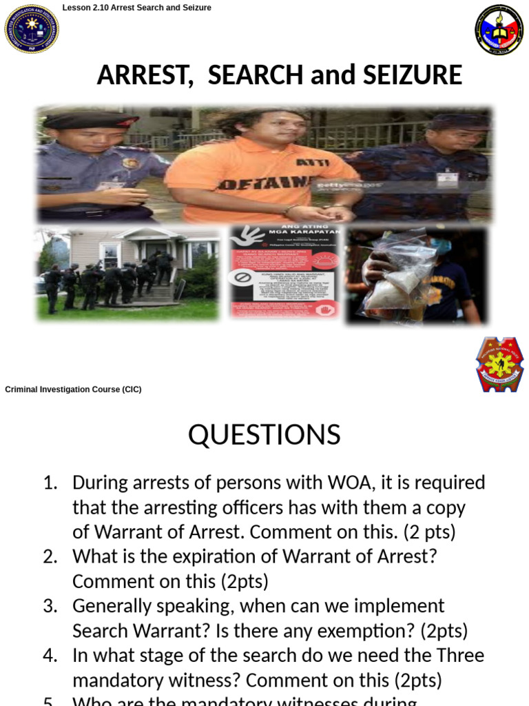 2.10 Arrest, Search and Seizure | PDF
