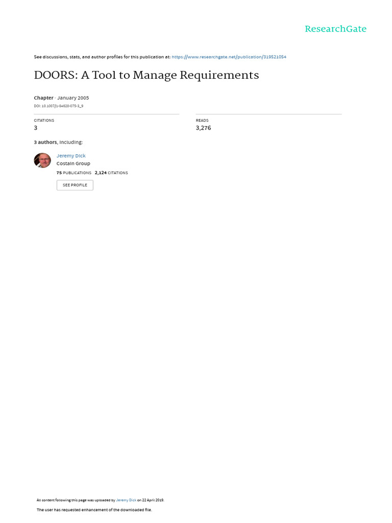 DOORS A Tool To Manage Requirements | PDF