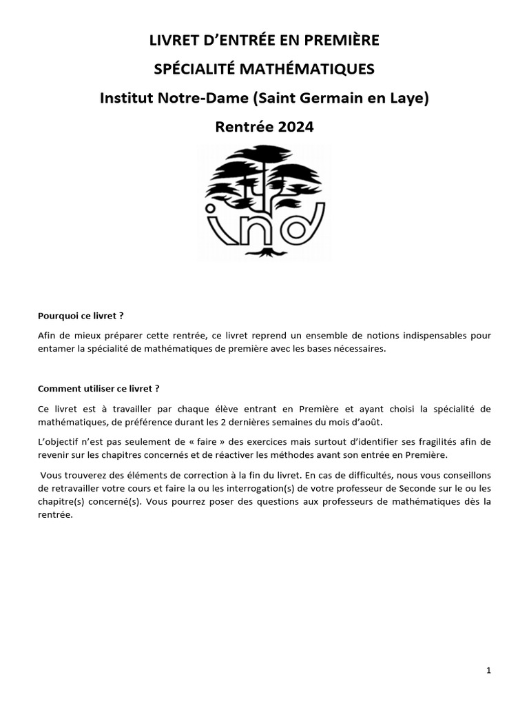 Livret Spe Maths | PDF