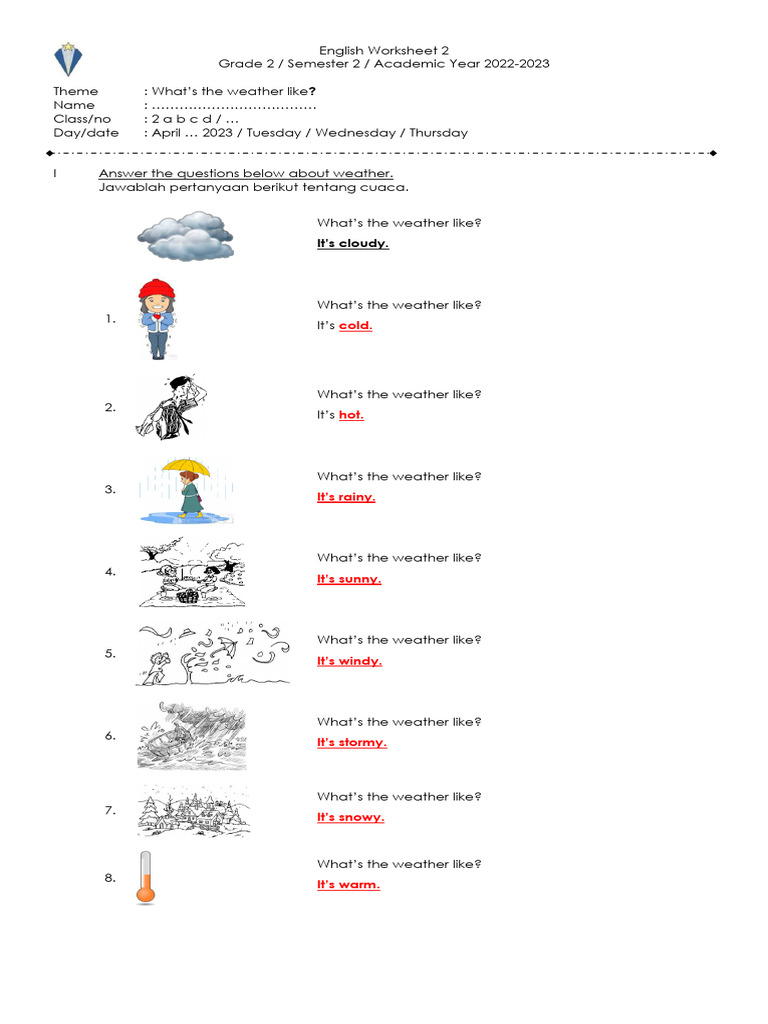 2.EX.2 Weather S2 2223 Answer Key | PDF
