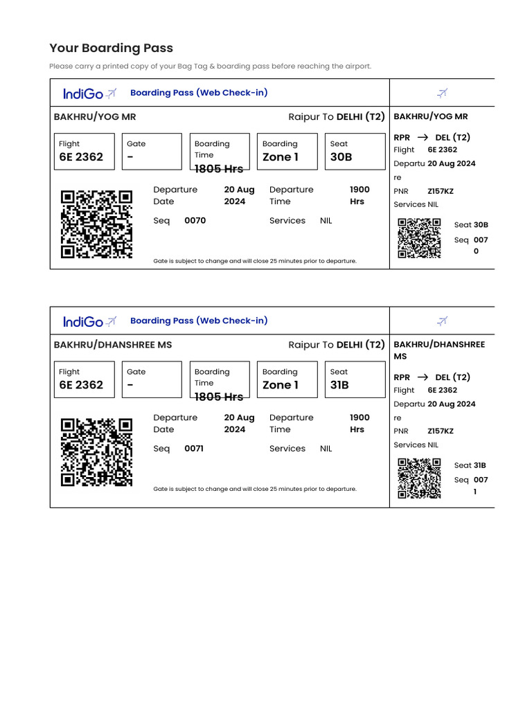 Boarding Pass Return | PDF