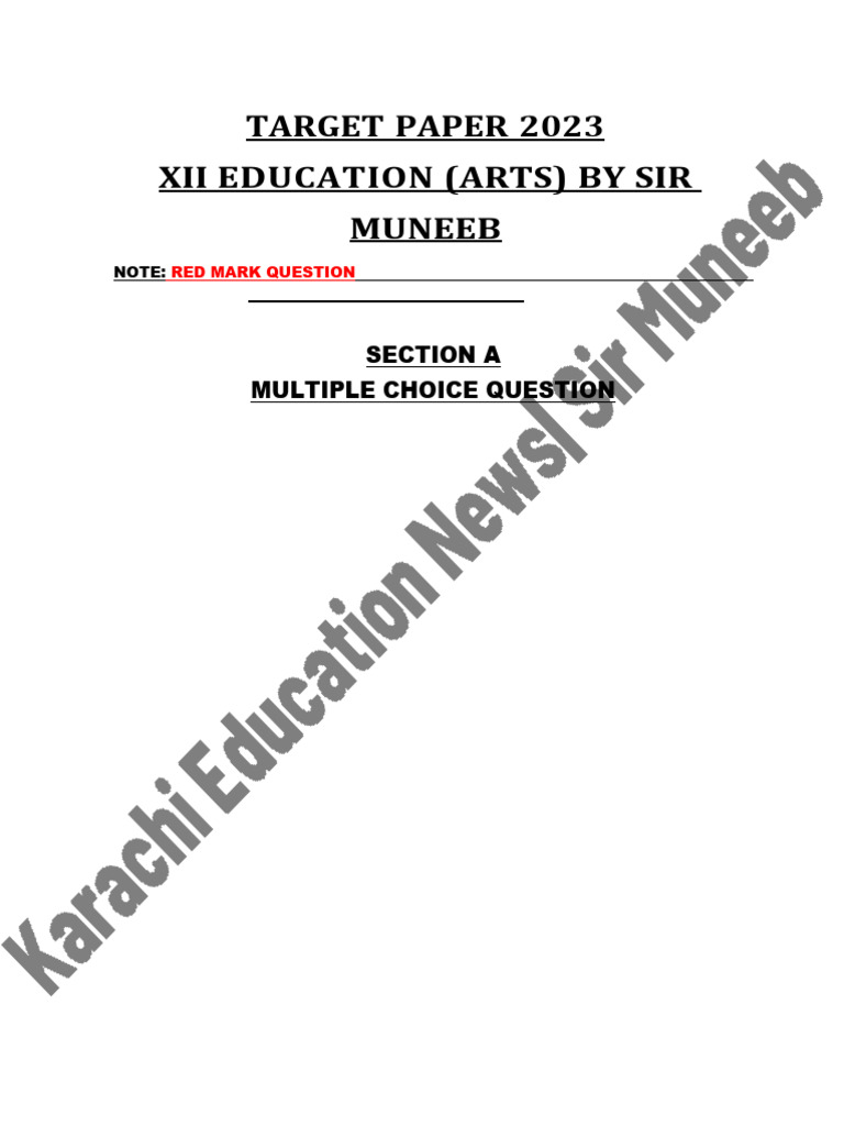 Target Paper Xii Education 2023 | PDF