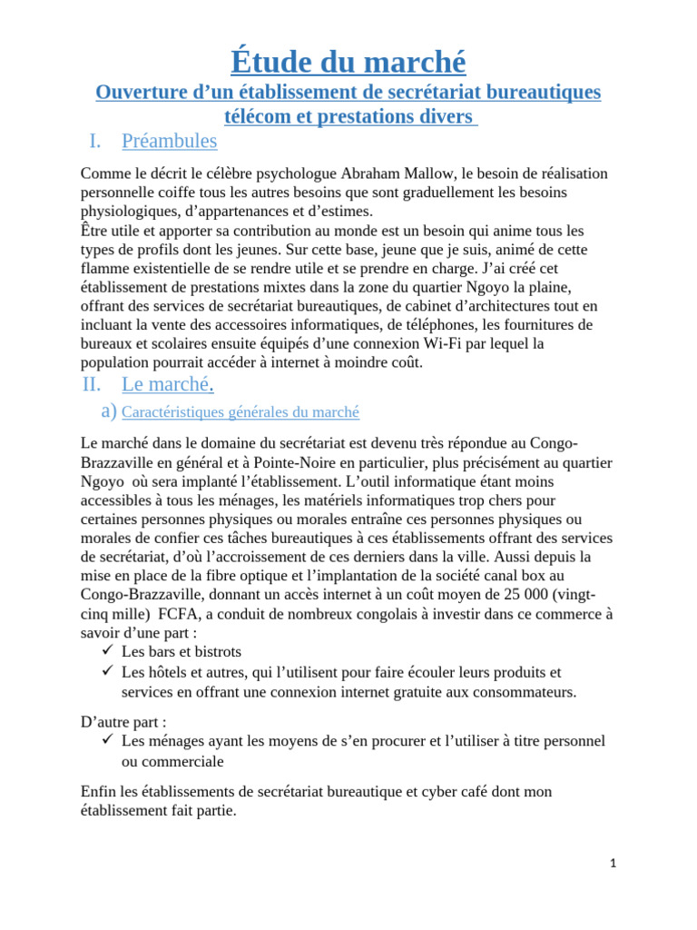 Modele Etude de Marche Word Gratuit | PDF