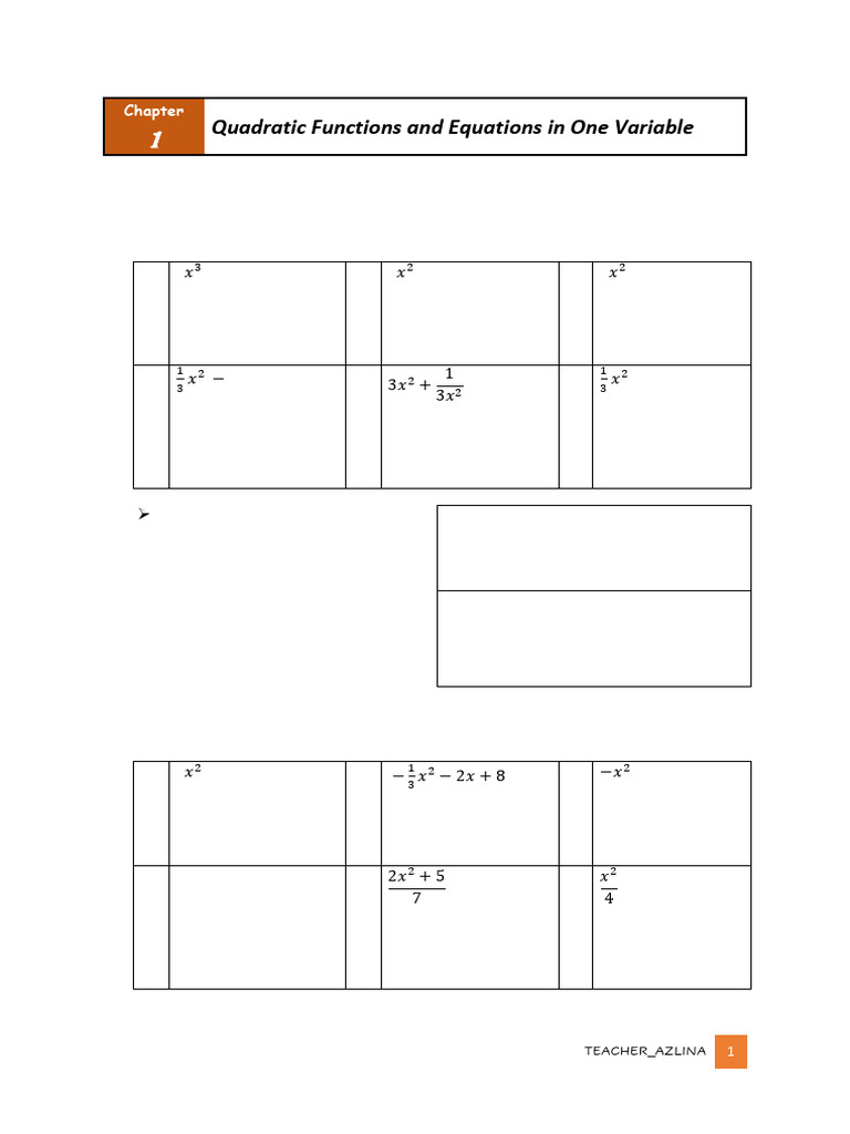 1 Quadratic Function Student Module 1 Pdf