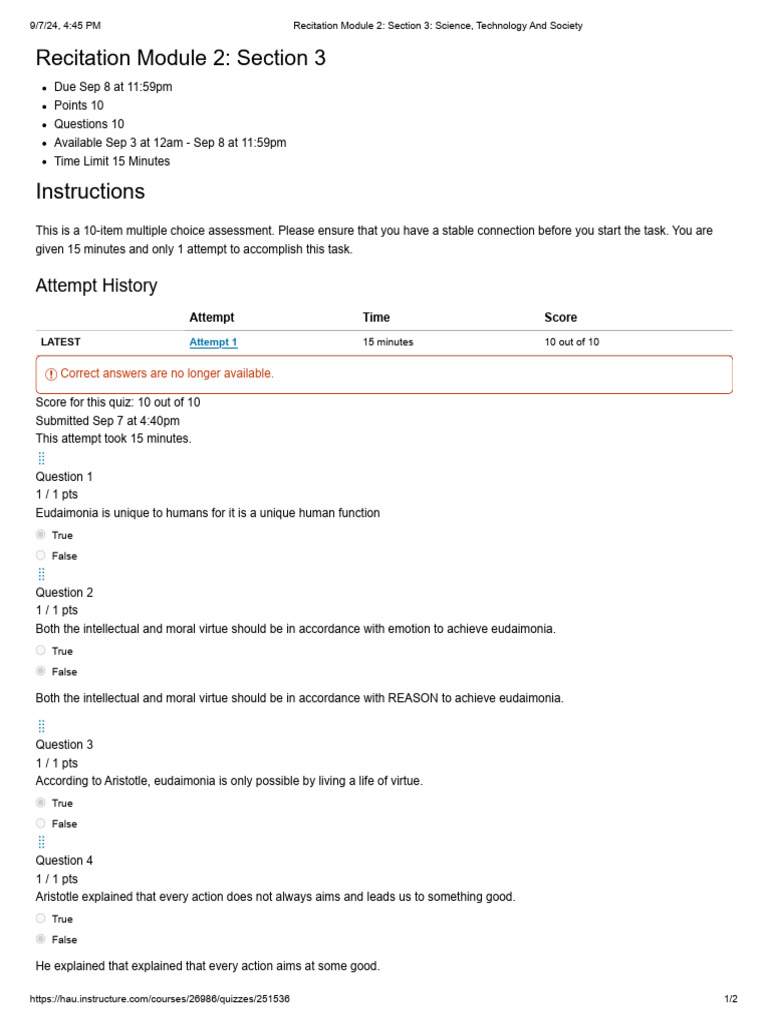 Recitation Module 2 - Section 3 - Science, Technology and Society | PDF
