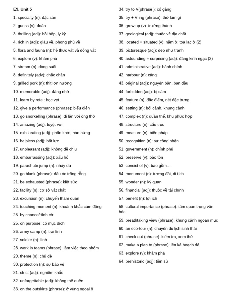 E9. Unit 5 - Global SGK | PDF