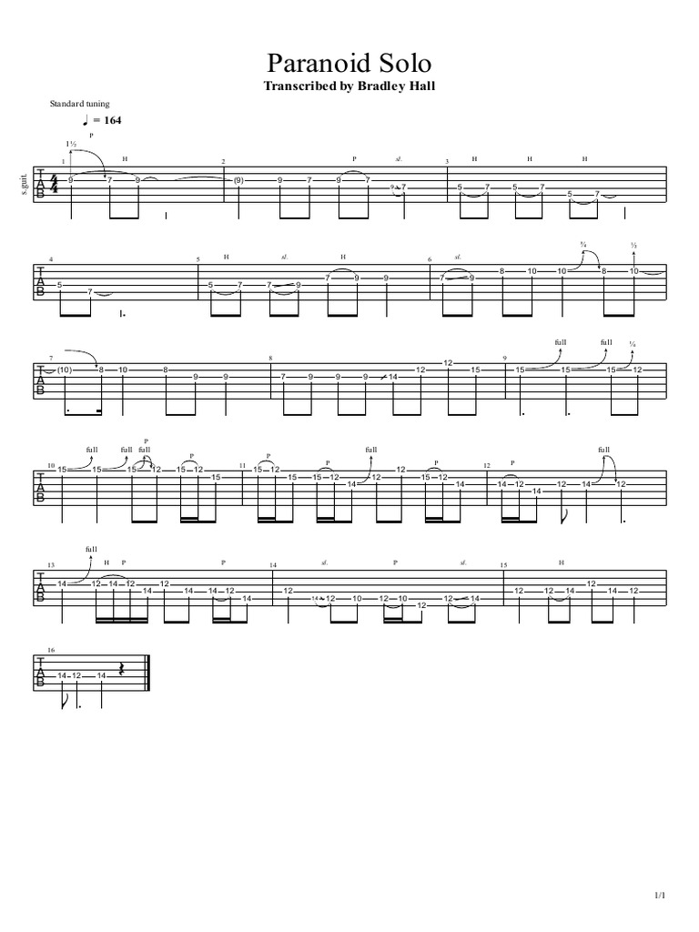 Paranoid Solo (Tab) | PDF