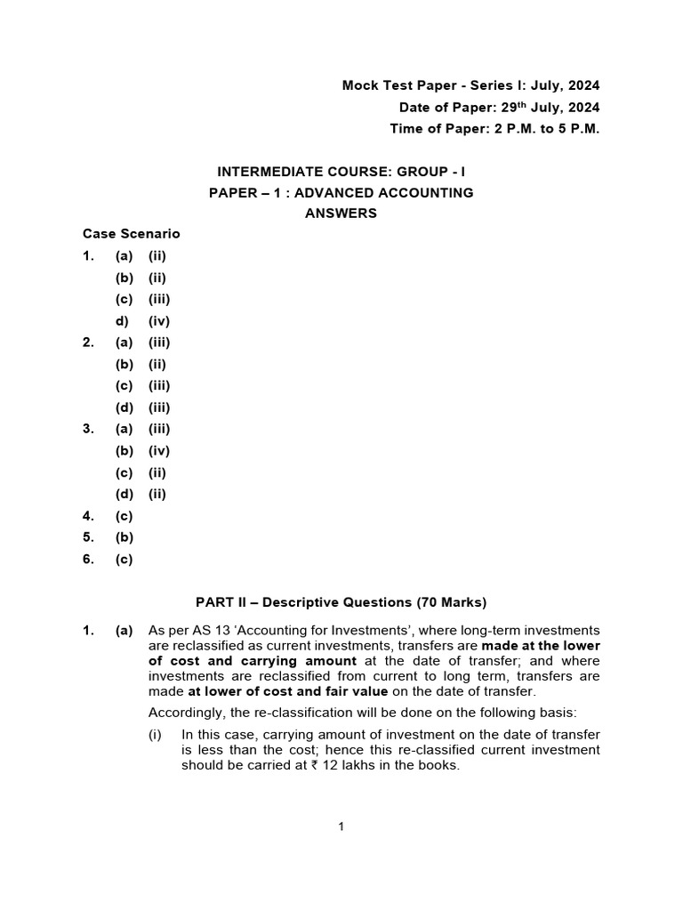 CA Inter Adv Acc A MTP 1 Sept 2024 Exam Castudynotes Com | PDF ...