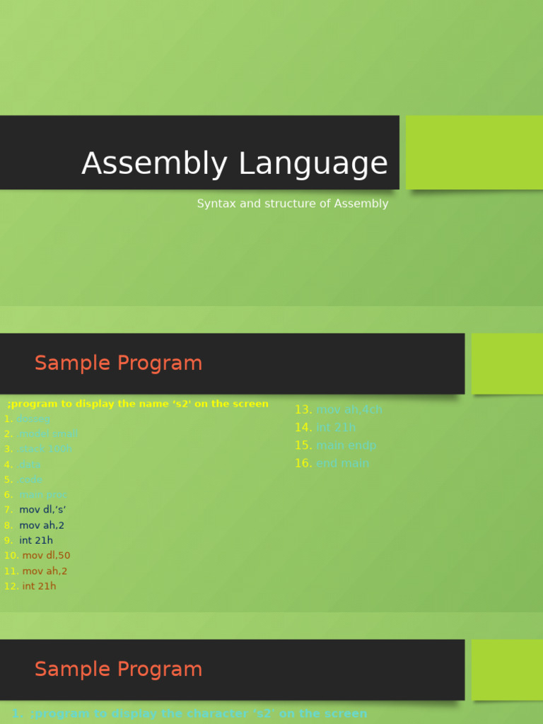 Lecture-1B (Assembly Language Syntax) | PDF