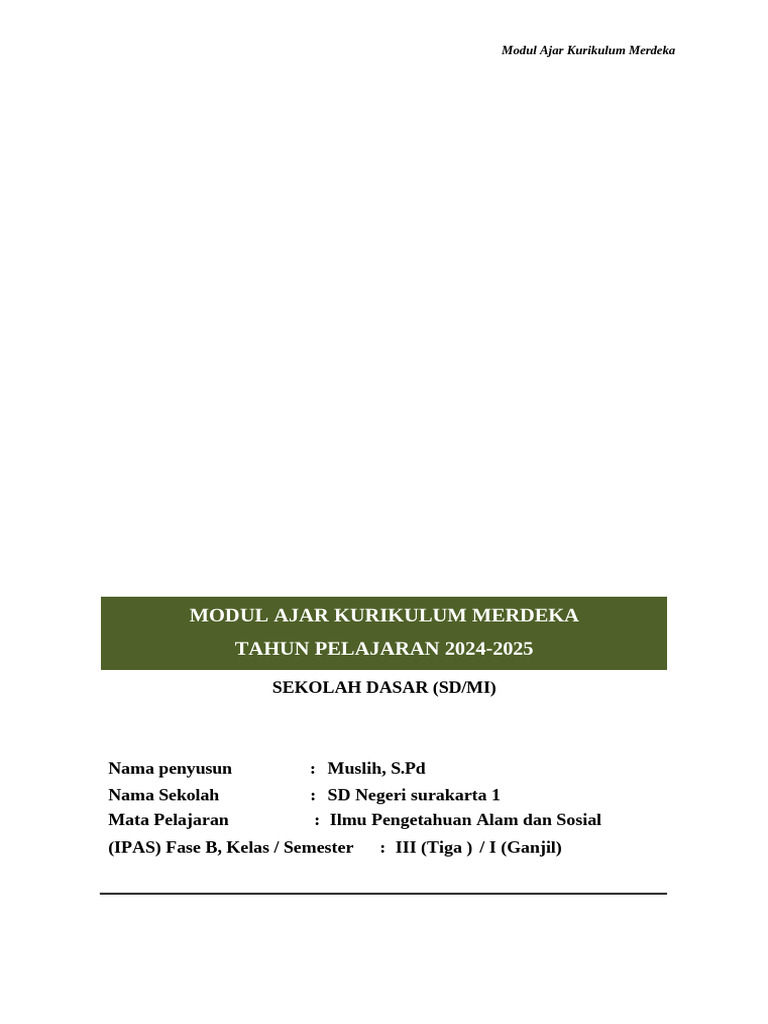 Muslih Modul Ajar | PDF
