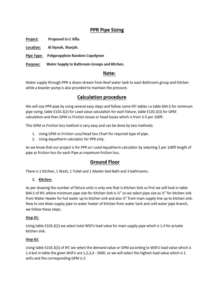 PPR Pipe Sizing According To IPC | PDF | Water Heating | Technology & Engineering