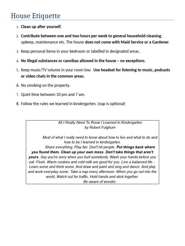 House Etiquette | PDF