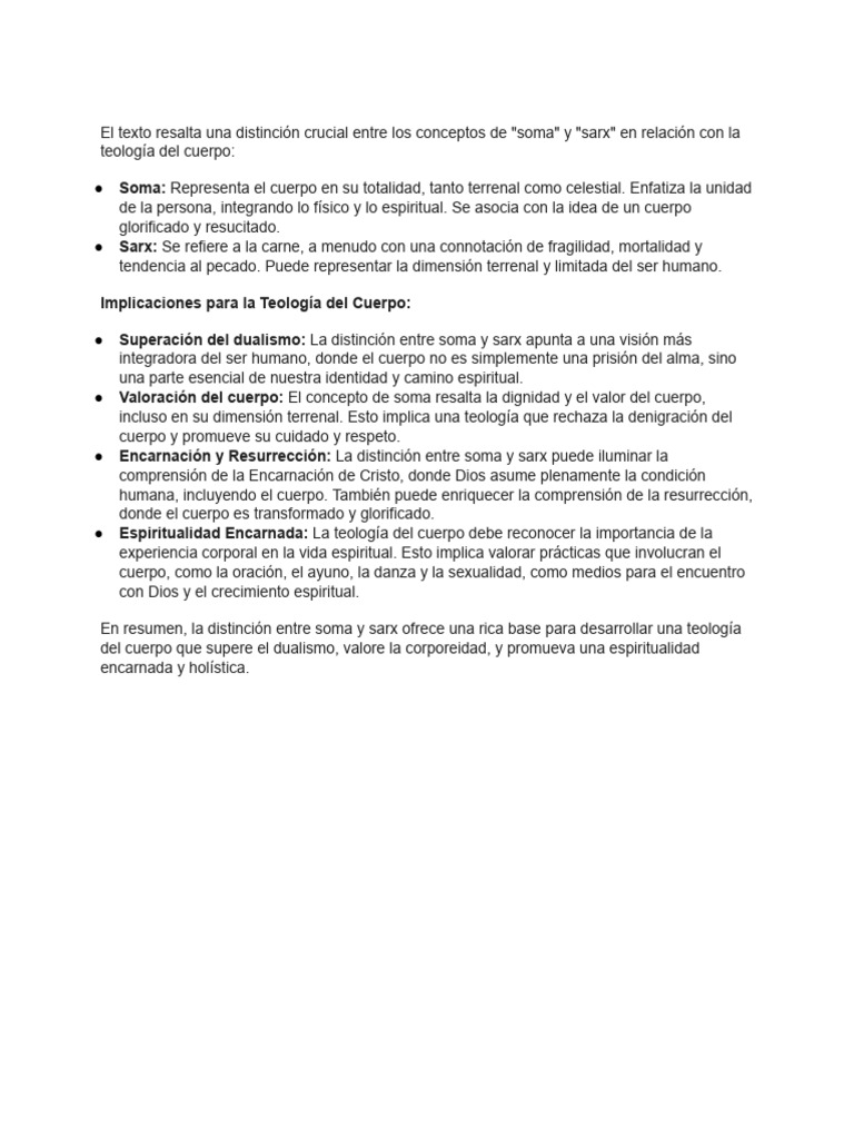 Distinción entre Soma y Sarx en Teología | PDF | Religión y espiritualidad