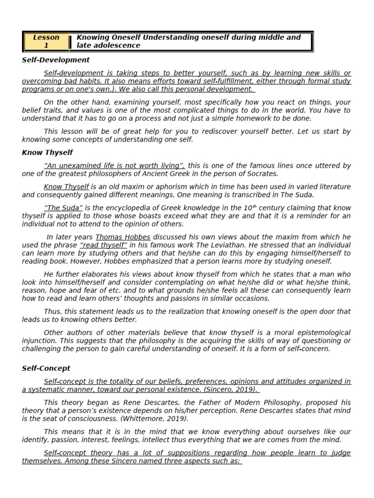 Quarter 1 Lesson 1 | PDF | Id | Psychology