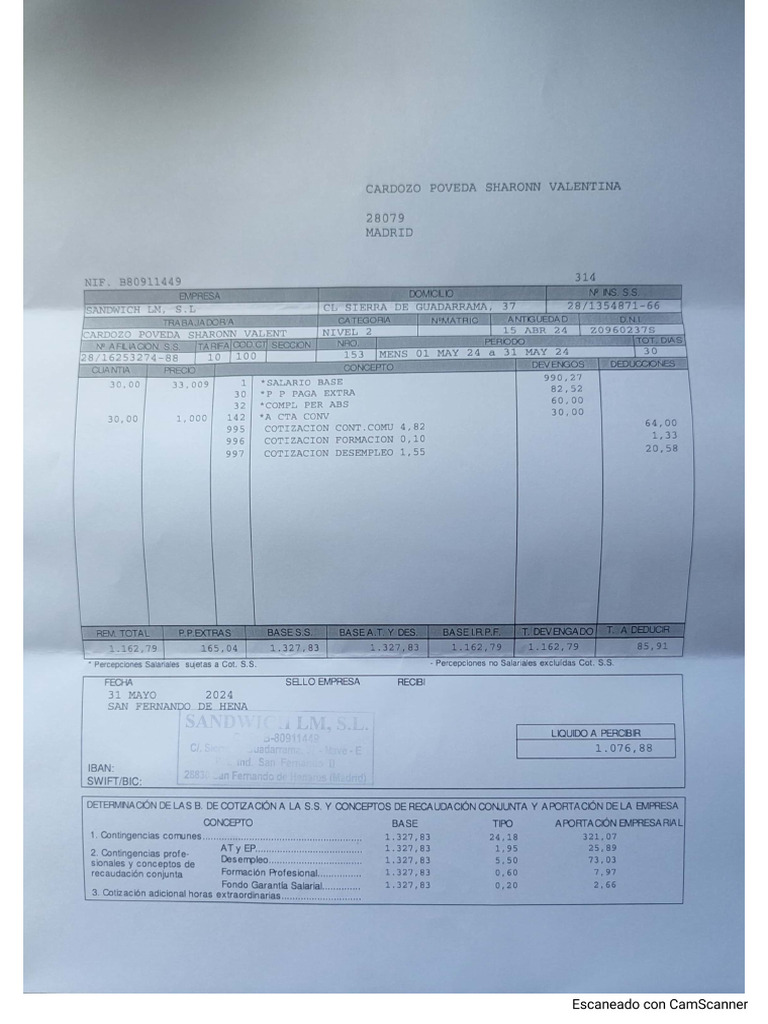Nóminas Valentina Cardozo -1 | PDF